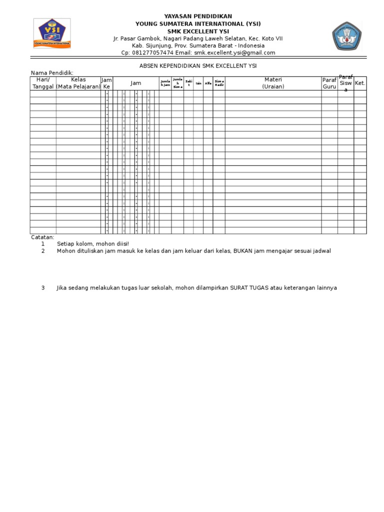 Contoh Format Absen | PDF