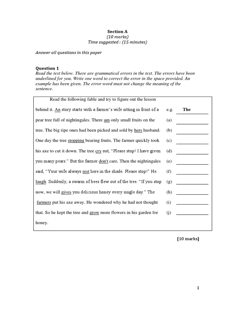 Question Paper Final Exam Form 1 | PDF | Transport