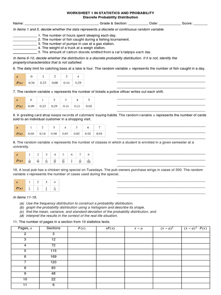 W1. Discrete Probability Distribution | PDF | Probability Theory ...