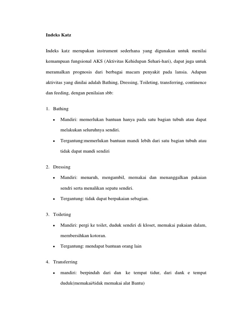 Katz Indeks Dan Mmse | PDF | Pengembangan Diri