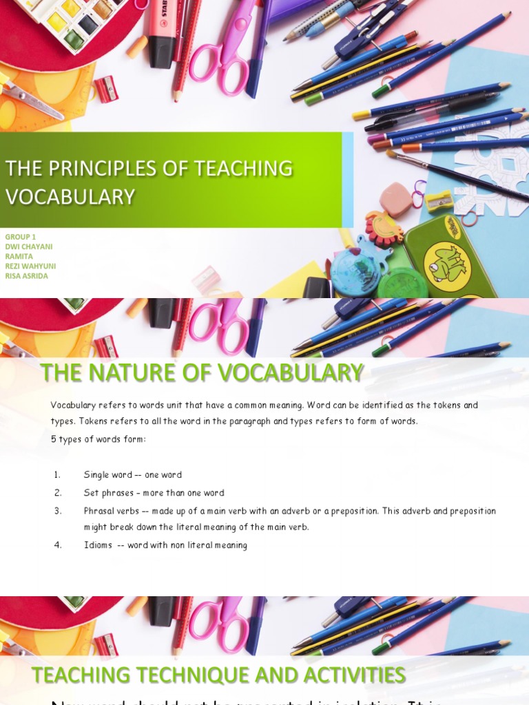 Teaching Vocabulary Principles | PDF | Vocabulary | Semantics