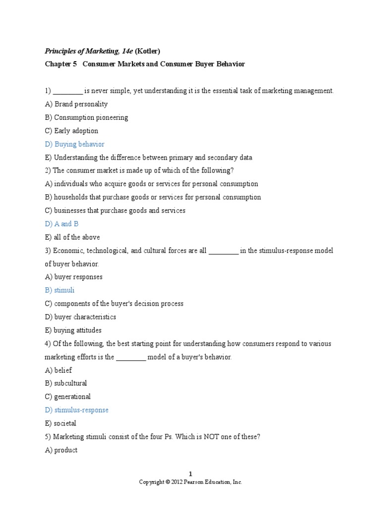 Chapter 5 Consumer Markets and Consumer Buyer Behavior: Principles of ...