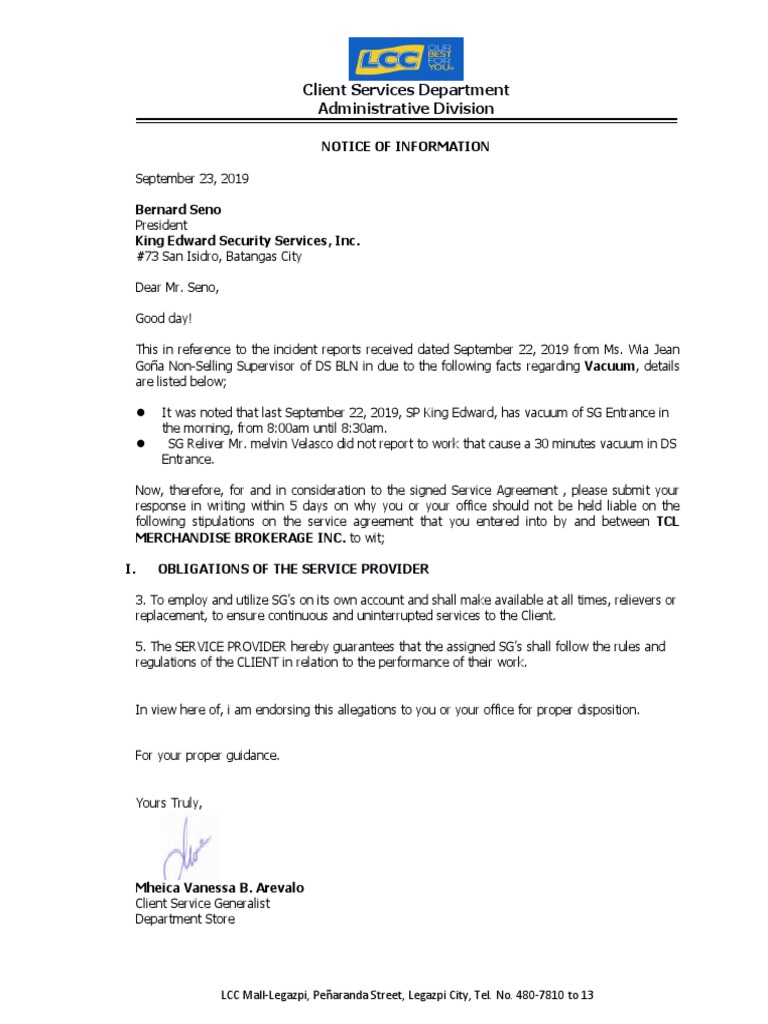 Notice of Information | PDF