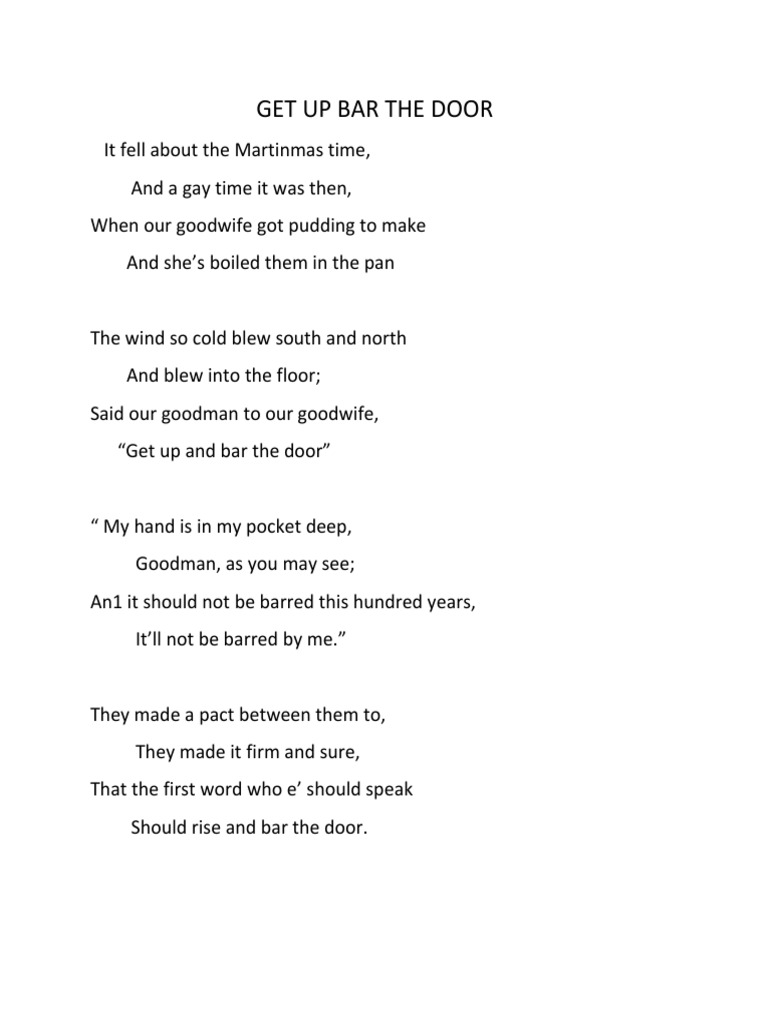 Get Up Bar The Door | PDF