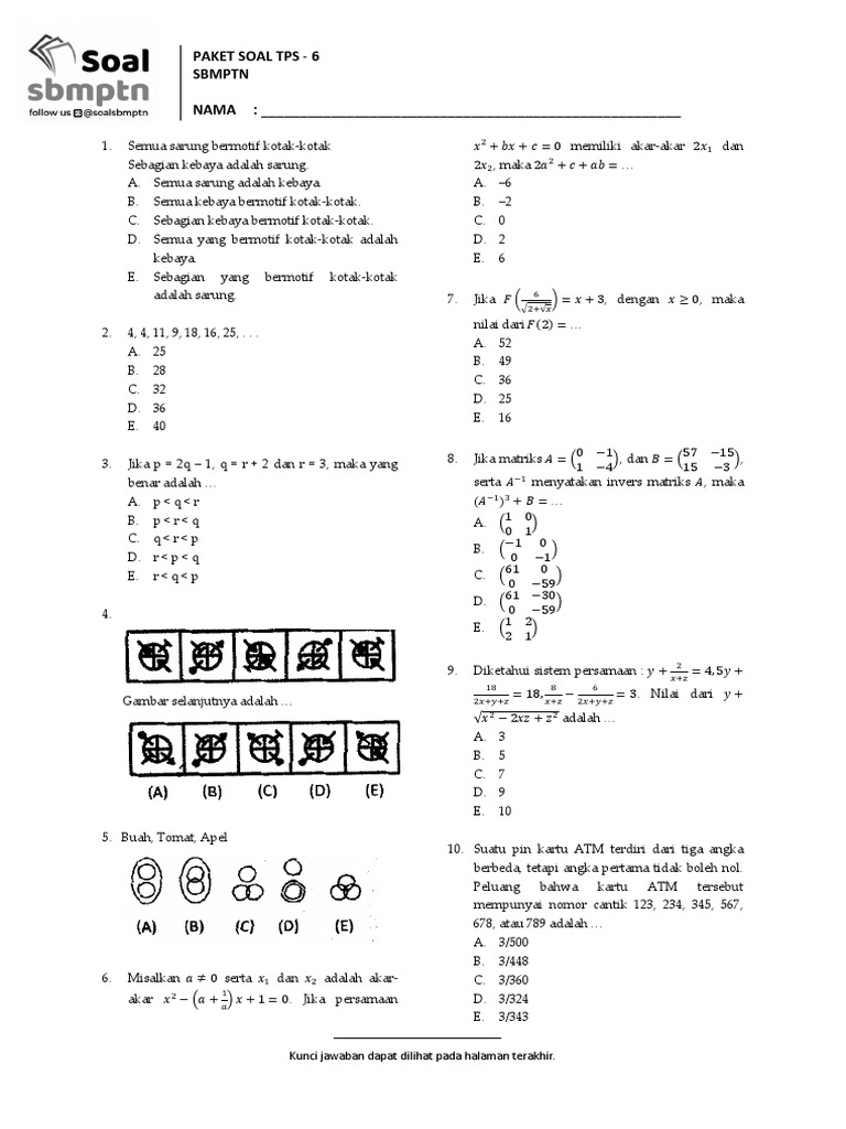 Contoh Soal TPS | PDF