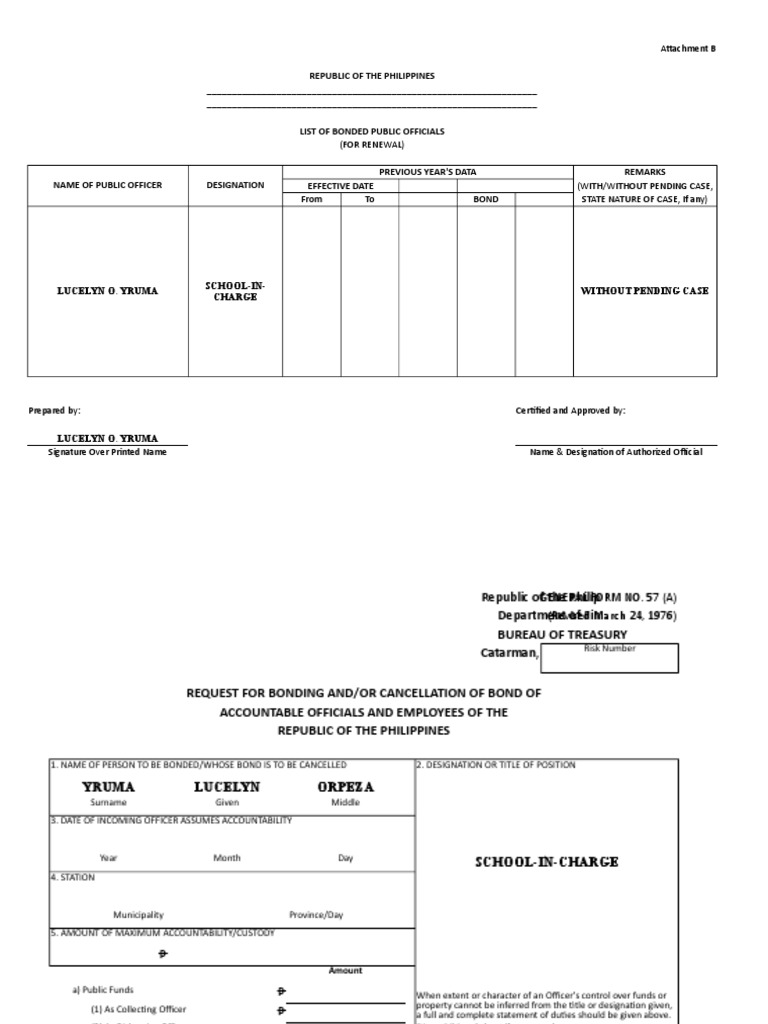 Fidelity Bond Form Attachment B | PDF | Postage Stamp | Bonds (Finance)
