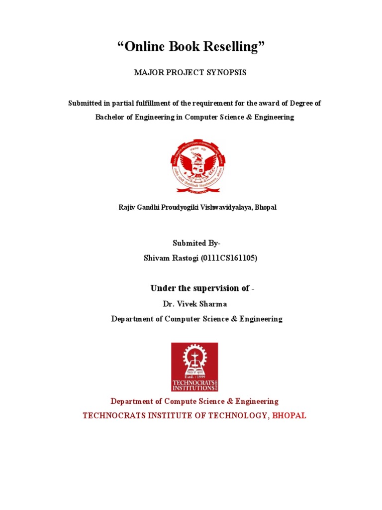 "Online Book Reselling": Major Project Synopsis | PDF | Internet | Information Technology Management