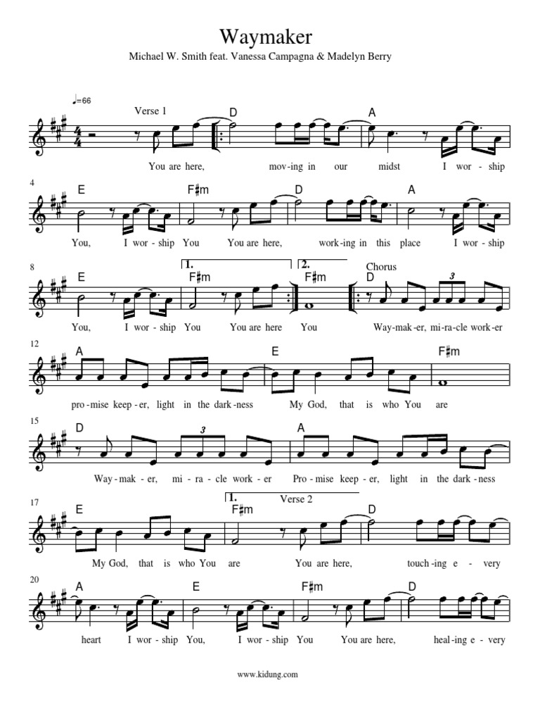 Waymaker: Michael W. Smith Feat. Vanessa Campagna & Madelyn Berry | PDF