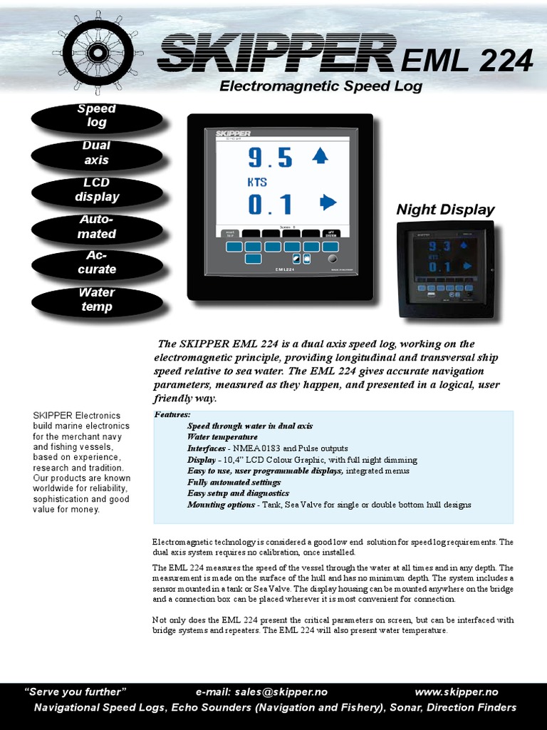 Skipper Speed Log EML224 Brochure | PDF | Sea Captain | Vacuum Tube