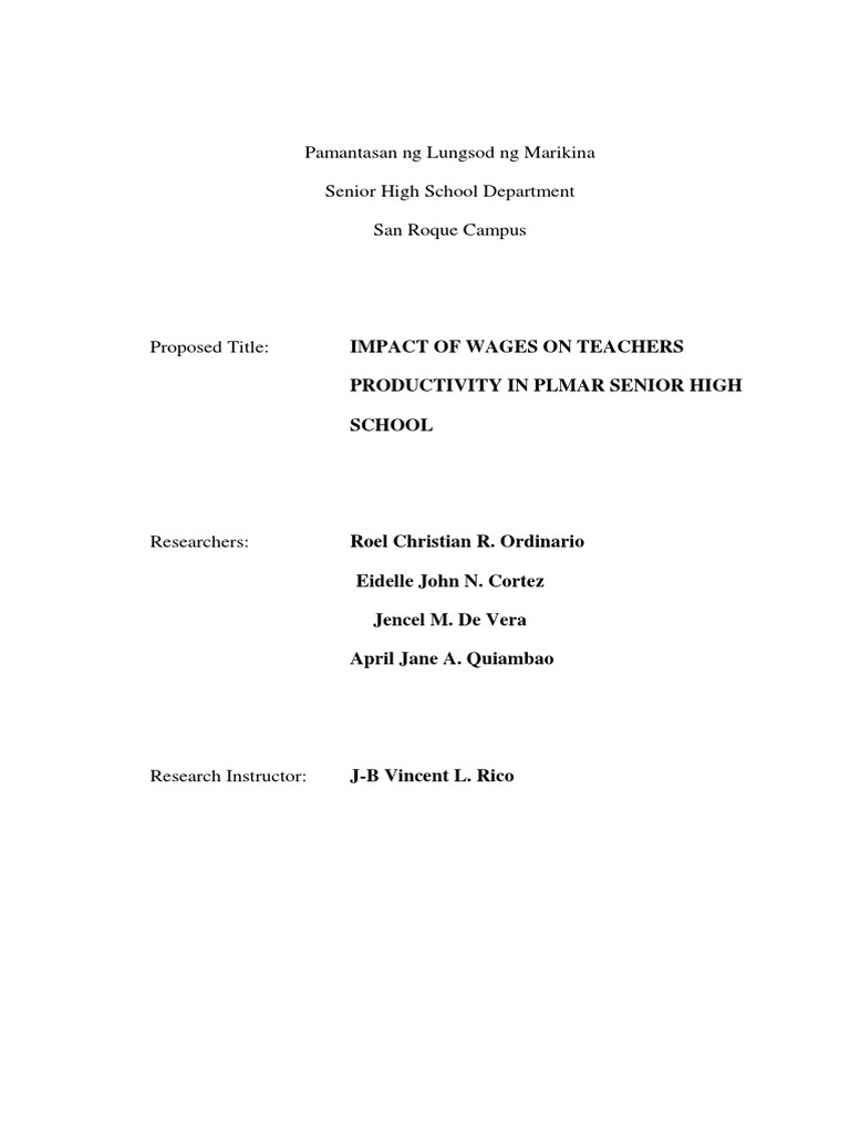 Pamantasan NG Lungsod NG Marikina Senior High School Department San ...