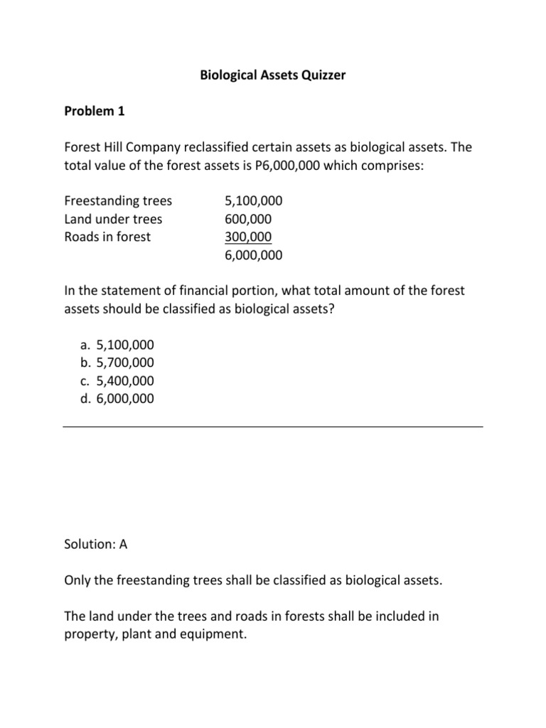 Biological Assets Quizzer Problem 1 | PDF | Fair Value | Valuation ...