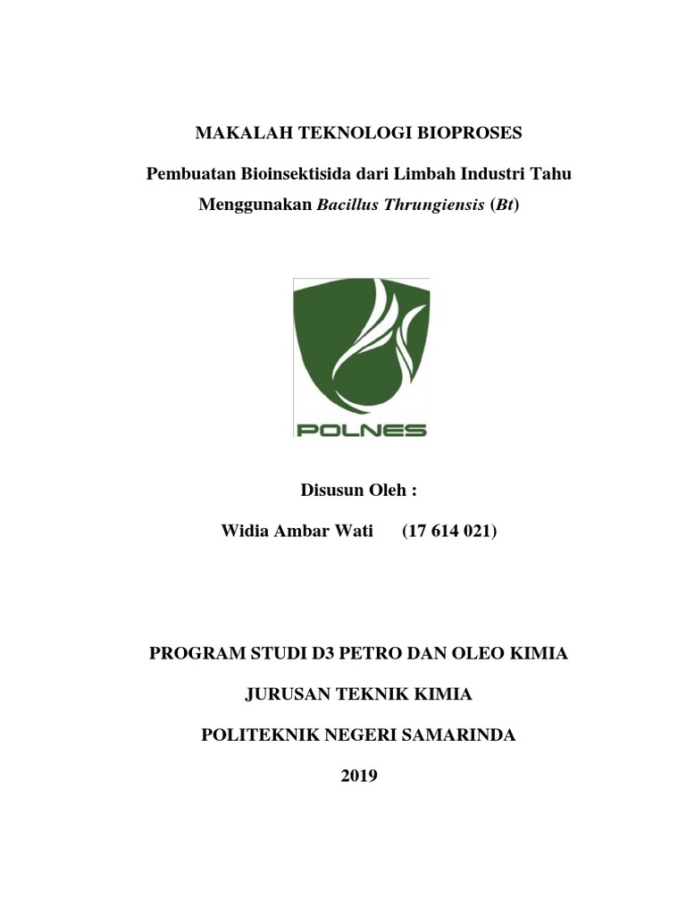 Bioinsektisida dari Limbah Tahu Bt | PDF