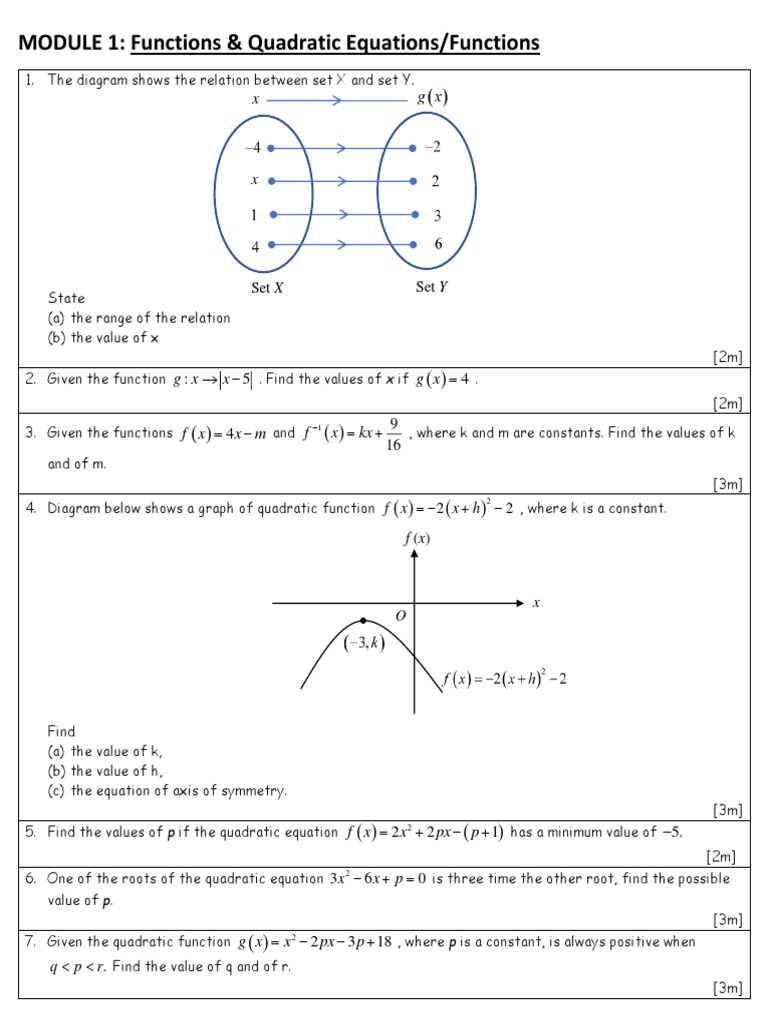 FORM 4 Additional Mathematics MODULE 1 | PDF | Quadratic Equation | Function (Mathematics)