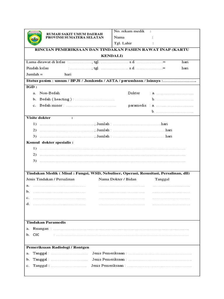 Form Rincian Tindakan Ranap Bidan | PDF | Hukum | Kesehatan Holistik