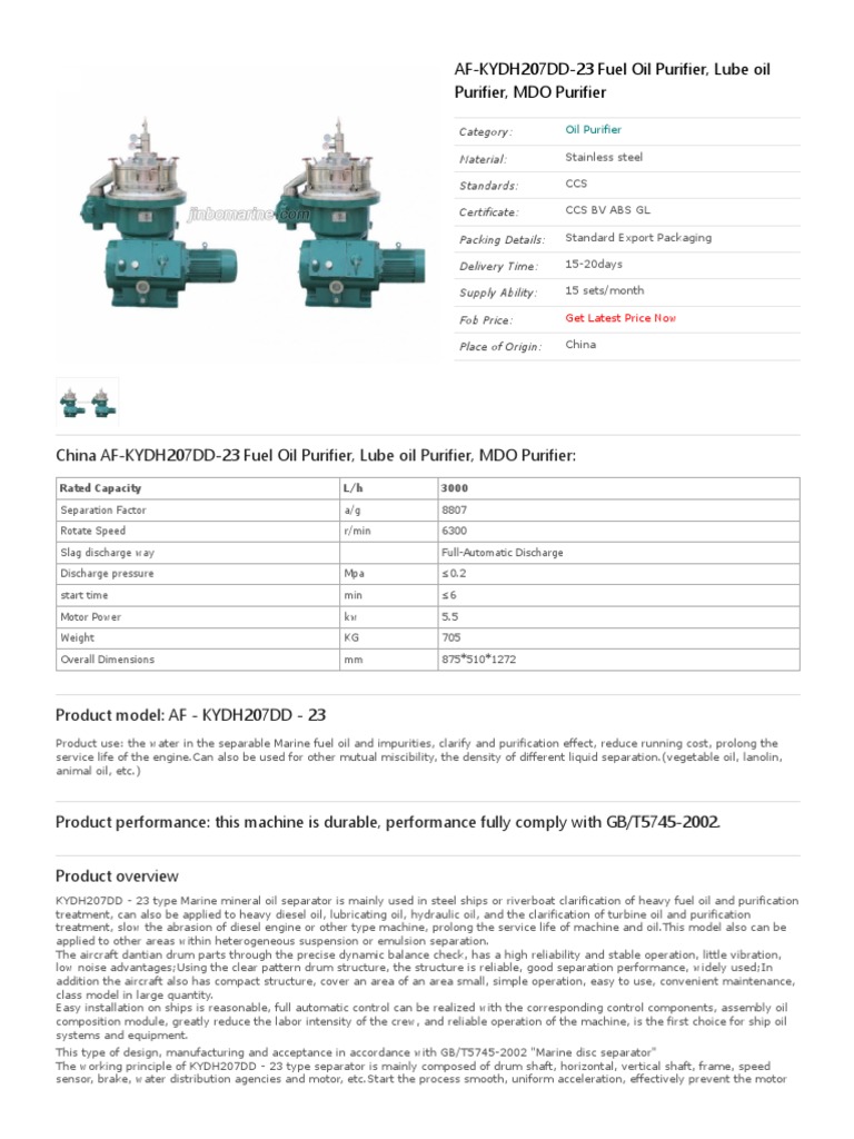 Mdo Purifier | PDF | Fuel Oil | Engines