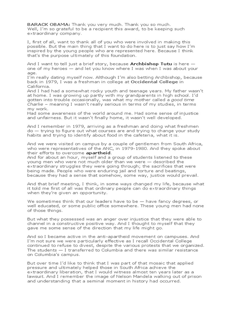 Barack Obama | PDF | Nelson Mandela