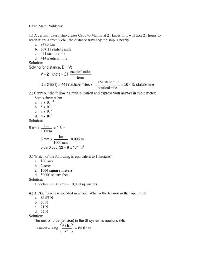 Mathematics Sample Problems | Download Free PDF | Area | Trigonometric ...