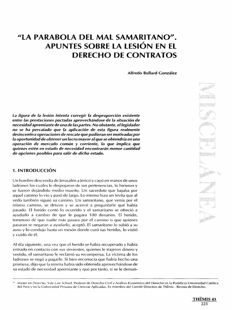 Lesión - La Parábola Del Mal Samaritano (Alfredo Bullard) PDF | PDF ...
