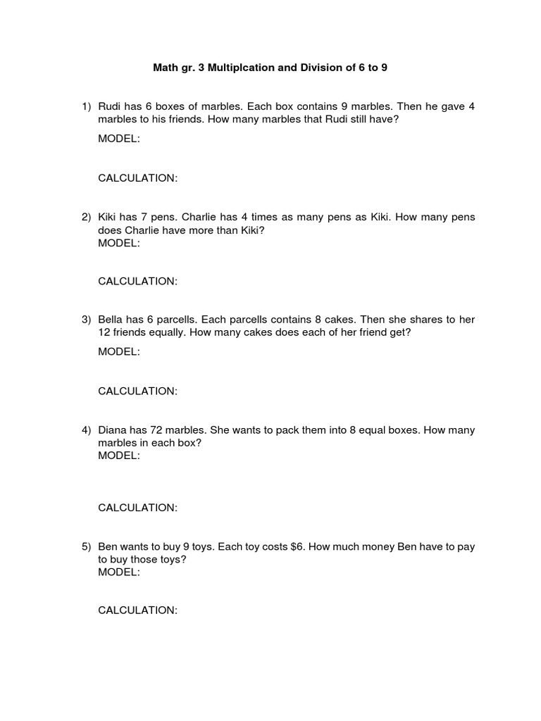 Multiplication of 6 To 9 | PDF | Home & Garden | Art