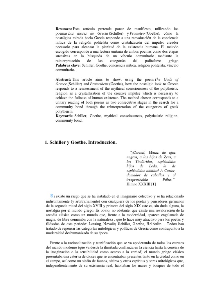 Goethe - y - Schiller - Los - Dioses - de - Grecia - y Prometeo | PDF ...
