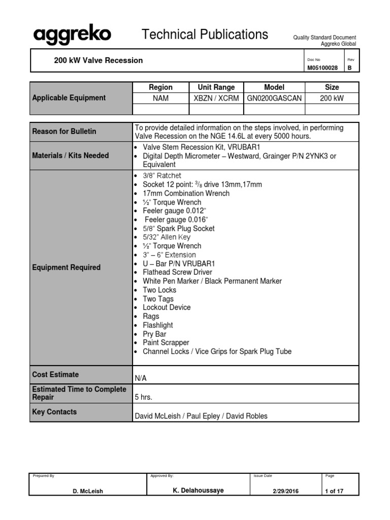 200 kW Valve Recession Guide | PDF | Personal Protective Equipment ...