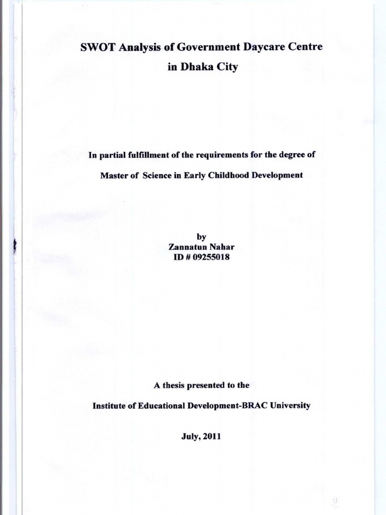 3.3 Swot Analysis in Dhaka | PDF | Child Care | Relationships