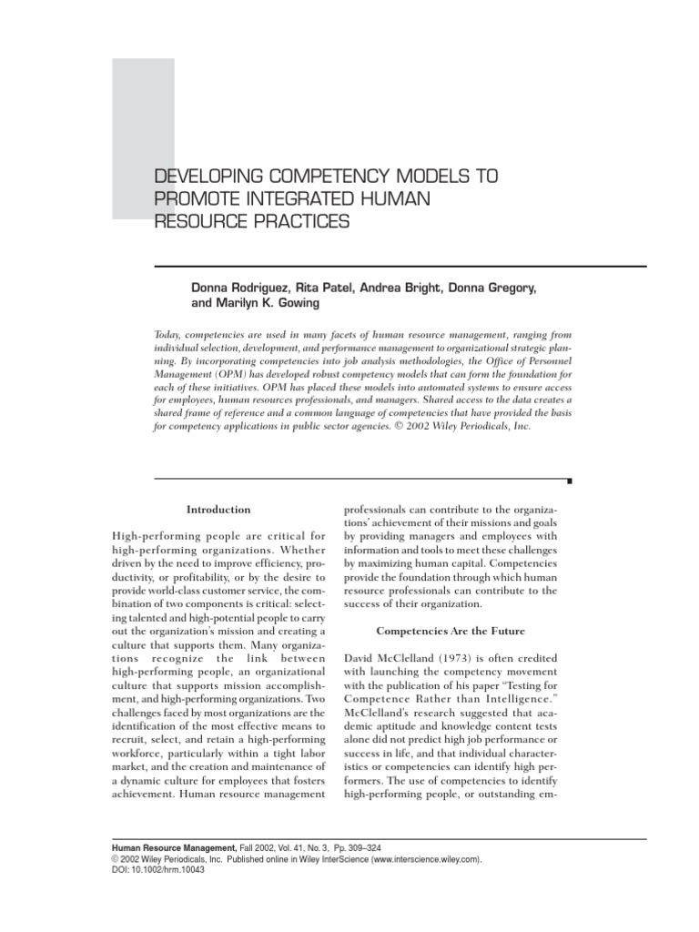 Developing Competency Models To Promote PDF | PDF | Competence (Human ...