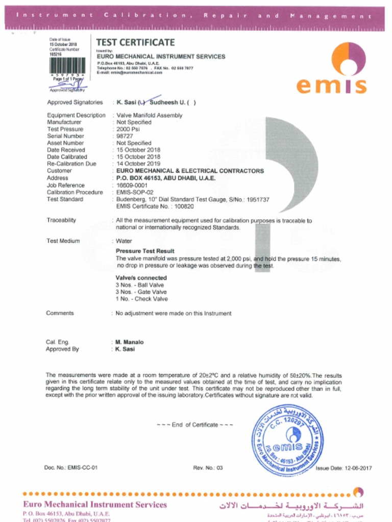Calibration Certificate | PDF