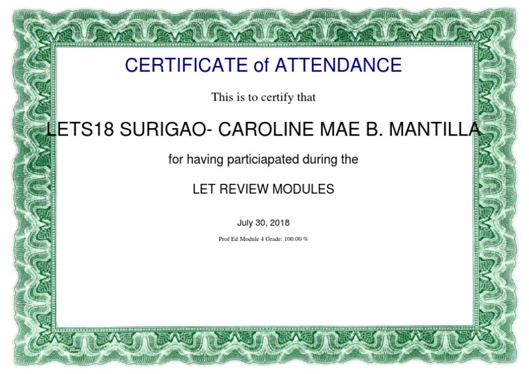 Let Review Modules - Prof Ed Module 4 Certificate | PDF