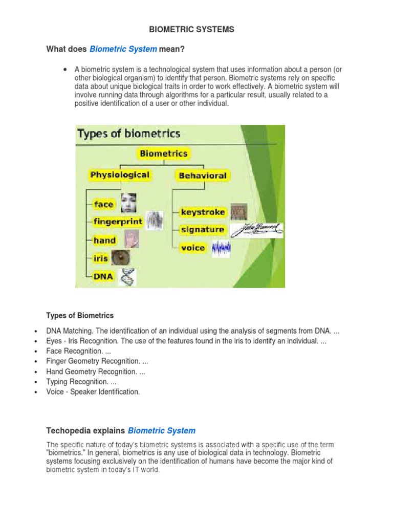 Biometric Systems | PDF | Biometrics | Authentication