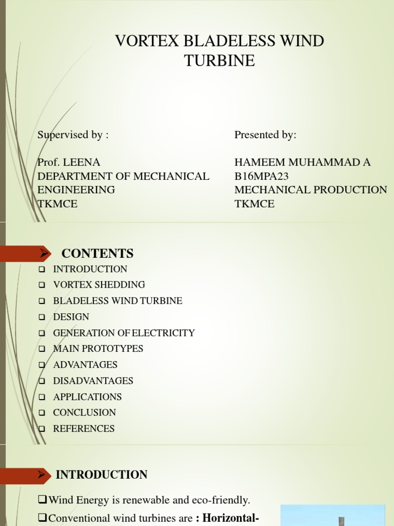 Vortex Bladeless Wind Turbine | PDF | Wind Power | Wind Turbine