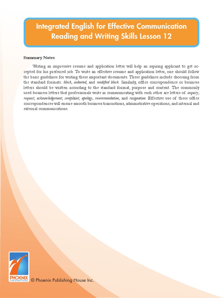 Integrated English For Effective Communication Reading and Writing ...