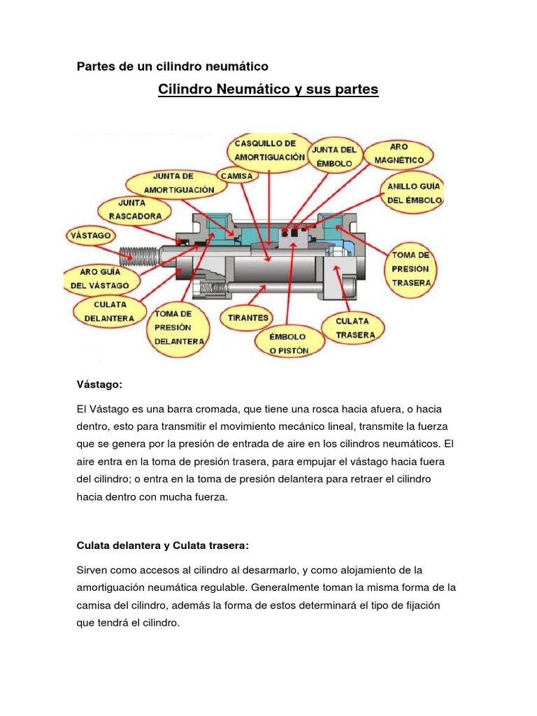 Partes de Un Cilindro Neumático | PDF | Pistón | Cilindro (motor)