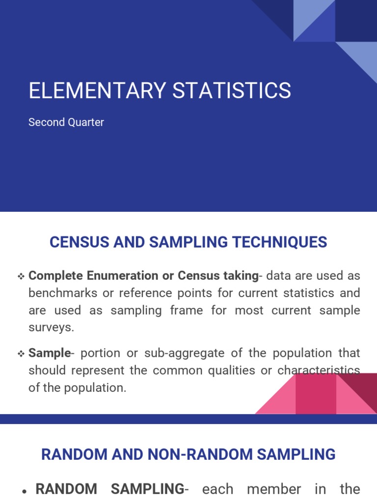 Elementary Statistics: Second Quarter | PDF | Stratified Sampling ...