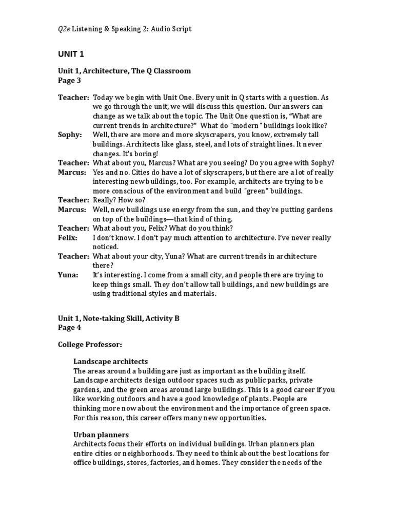 Q2eSE LS2 U01 AudioScript | PDF | Sustainable Architecture | Nature