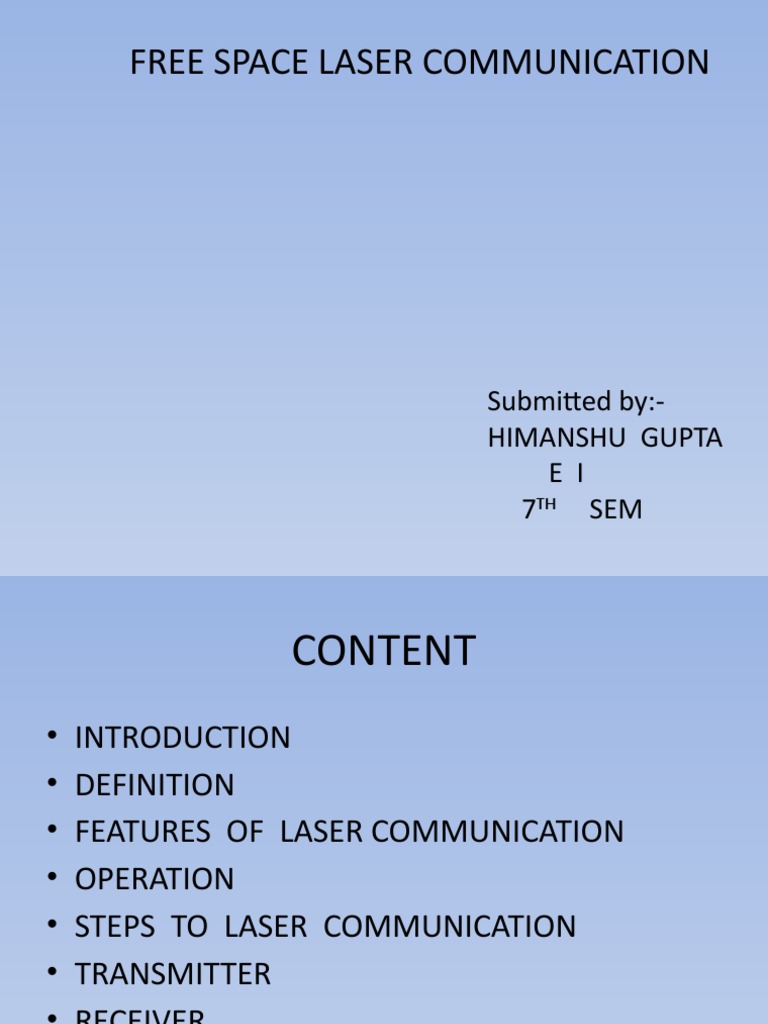 Free Space Laser Communication Overview | PDF | Laser | Optics