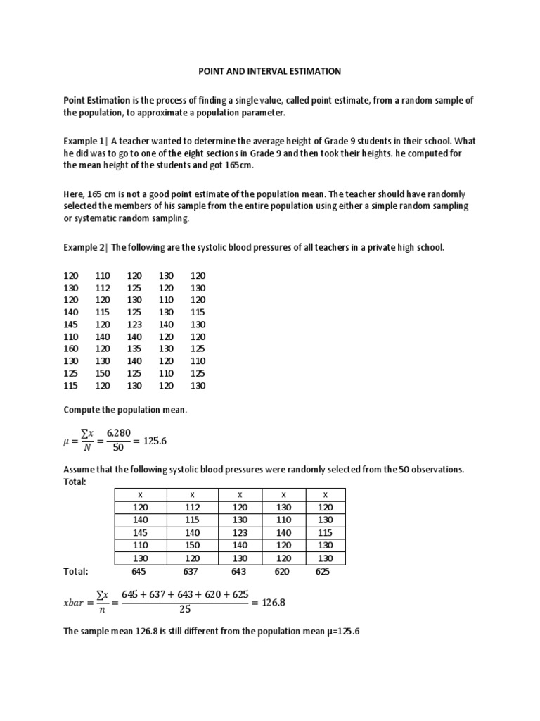 STATPROB Point and Interval Estimation | PDF | Confidence Interval | Standard Deviation