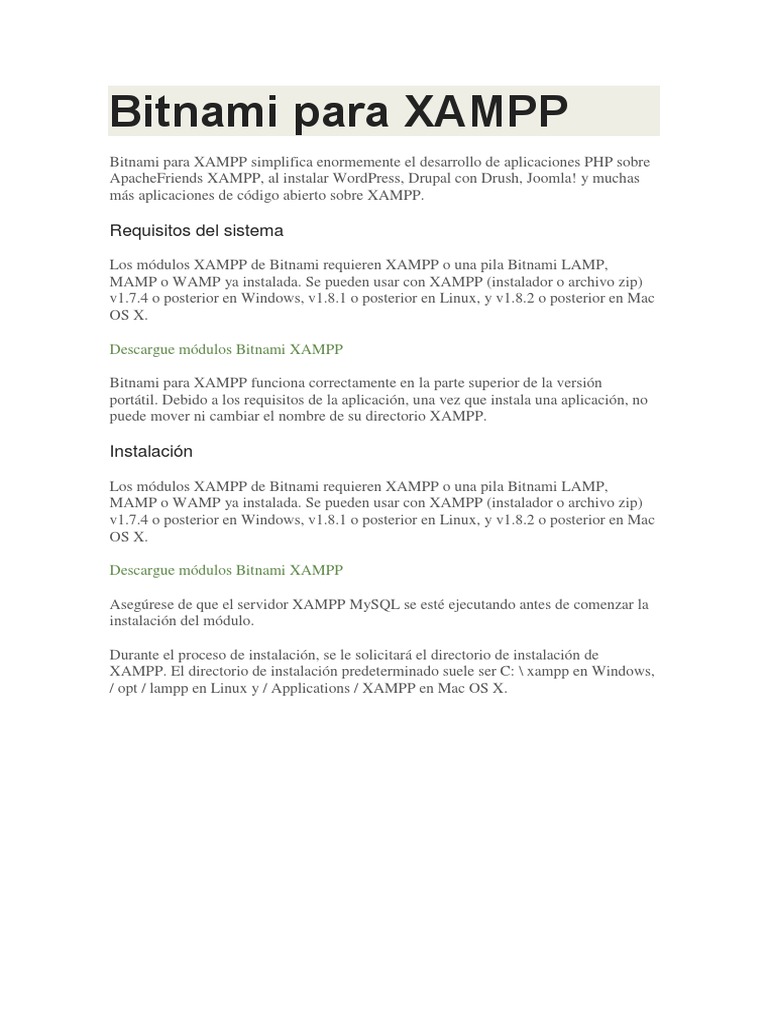 Bitnami para XAMPP | PDF | Mi sql | Mac OS