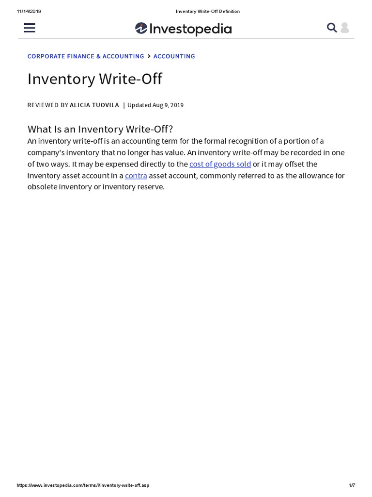 What Is an Inventory Write-Off? | Write Off | Inventory | Free 30-day ...