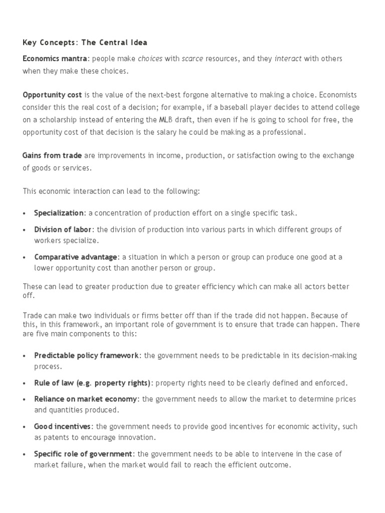 Key Economic Concepts Explained | PDF | Market Economy | Economics