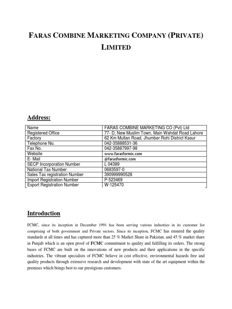 FCMC Profile | PDF | Marketing | Economies