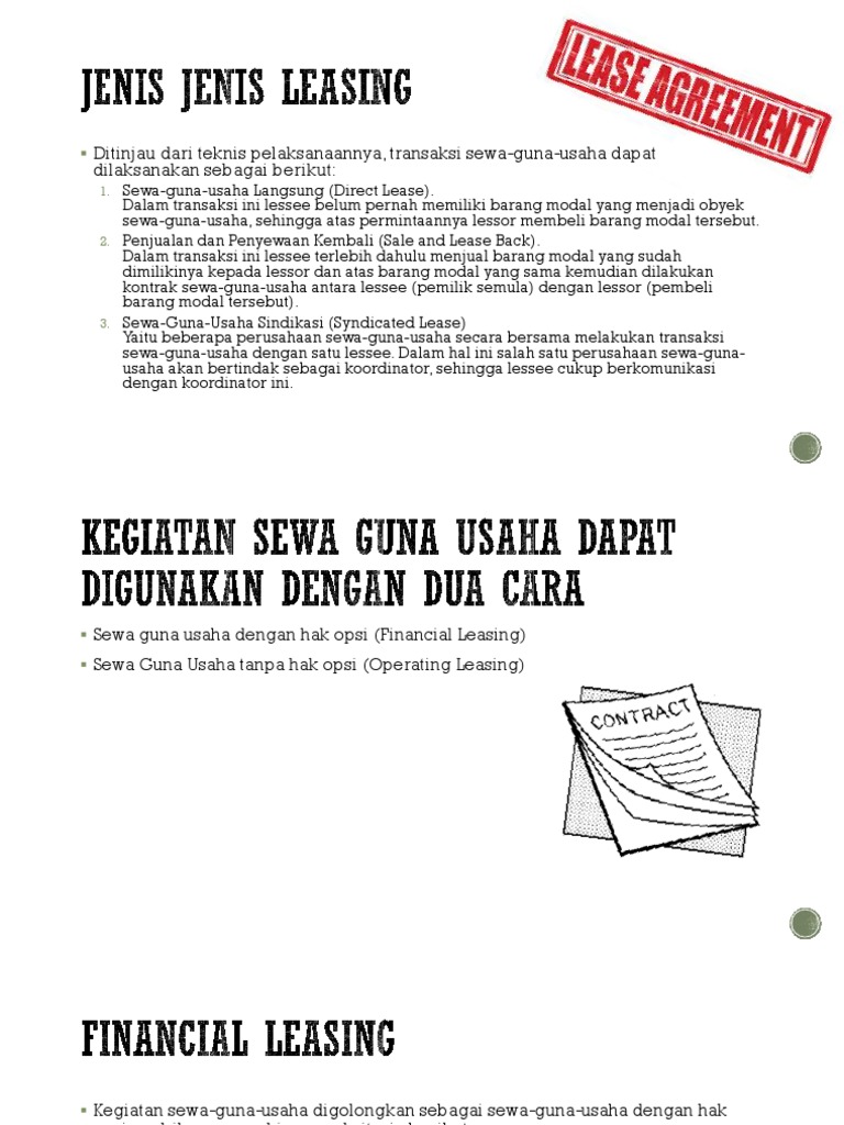 Jenis-Jenis Leasing dan Penjelasannya | PDF | Hukum