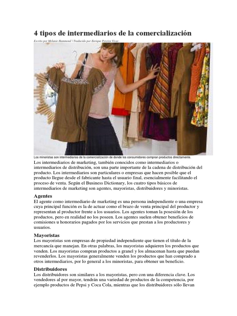 4 Tipos de Intermediarios de La Comercialización | PDF | Al por menor ...