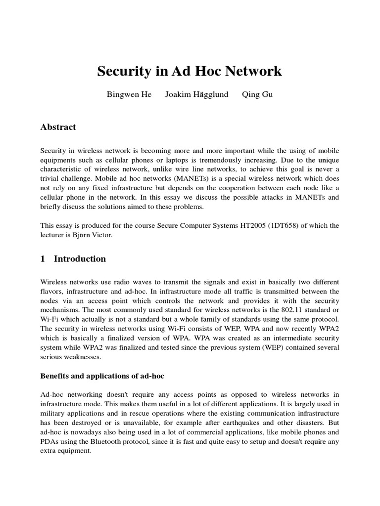 Security in Adhoc Network | PDF | Wireless Ad Hoc Network | Routing