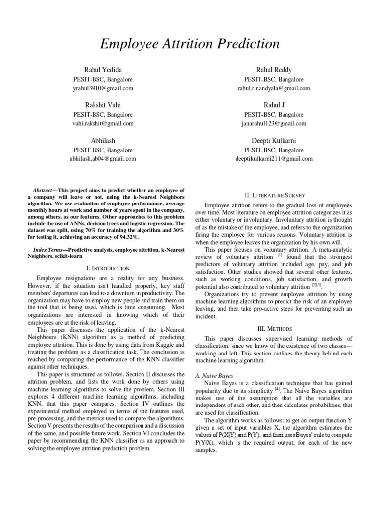 Predicting Employee Attrition Using Machine Learning Algorithms: A ...