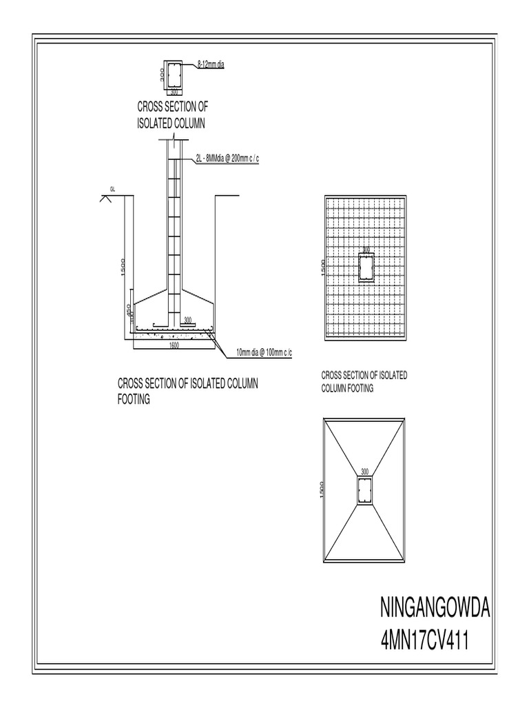 Isolated Column Footing Cross Section | PDF