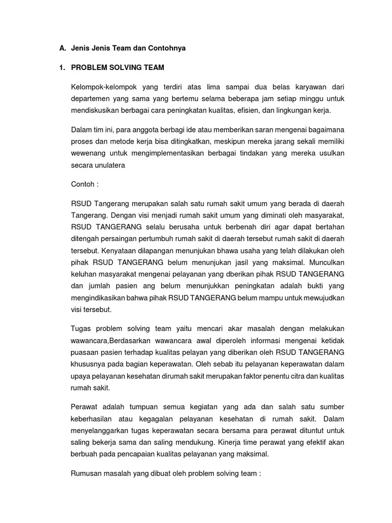 Jenis Jenis Team Dan Contohnya | PDF | Karier & Perkembangan