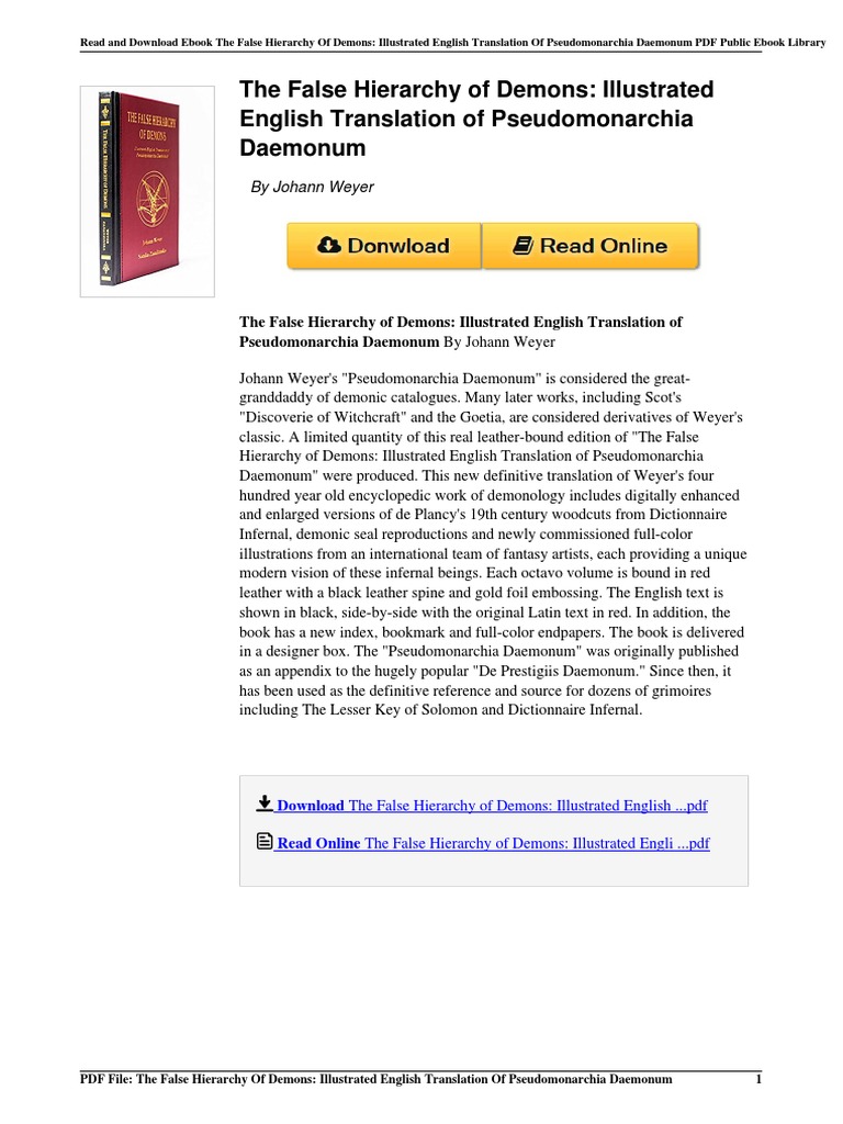 The False Hierarchy of Demons Illustrated English Translation of ...