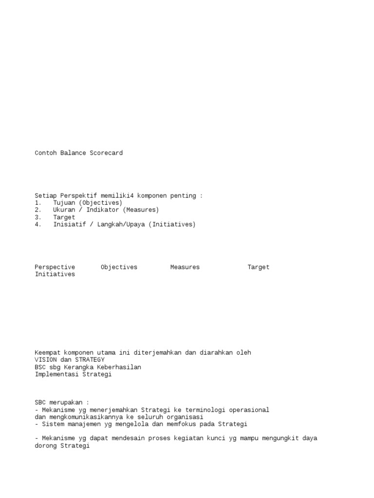 Contoh Balance Score CARD | PDF | Bisnis | Pengelolaan Keuangan & Uang