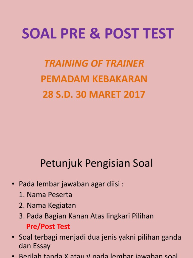 Soal Pre/Post Test Pelatihan Pemadam Kebakaran | PDF